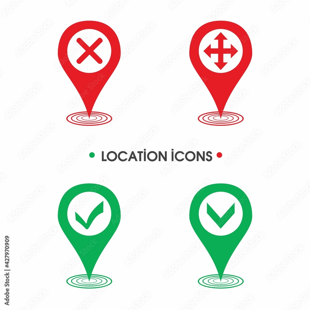 Minialist Pin Location vector icon. Adress pin True False red green symbol minimal. Icon ...