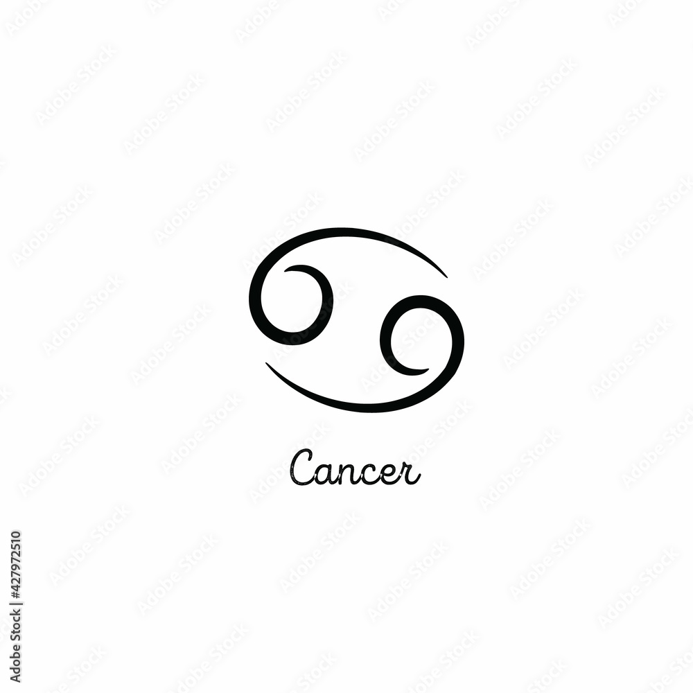 Hand drawn cancer zodiac illustration. Simple line cancer zodiac icon ...