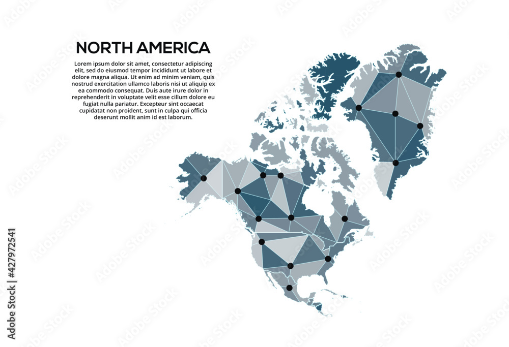 Vetor de North America communication network map. Vector image of a low ...