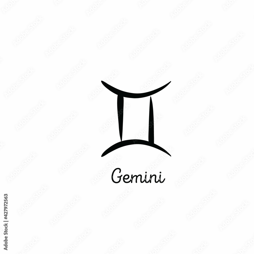 Hand drawn gemini zodiac illustration. Simple line gemini zodiac icon ...
