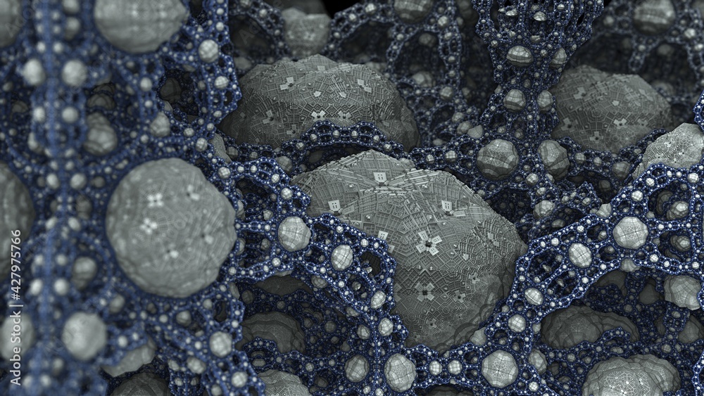 Fantastic 3D fractal background with recursive structures, shapes and a ...