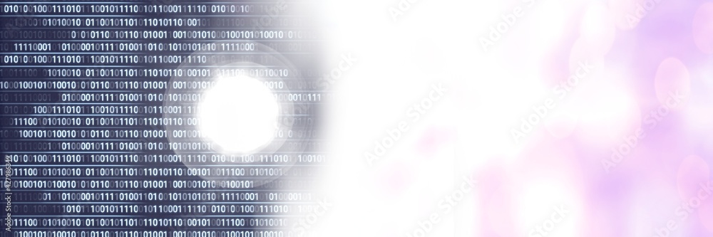 Computer code processing against black and pink background, program coding and technology ...