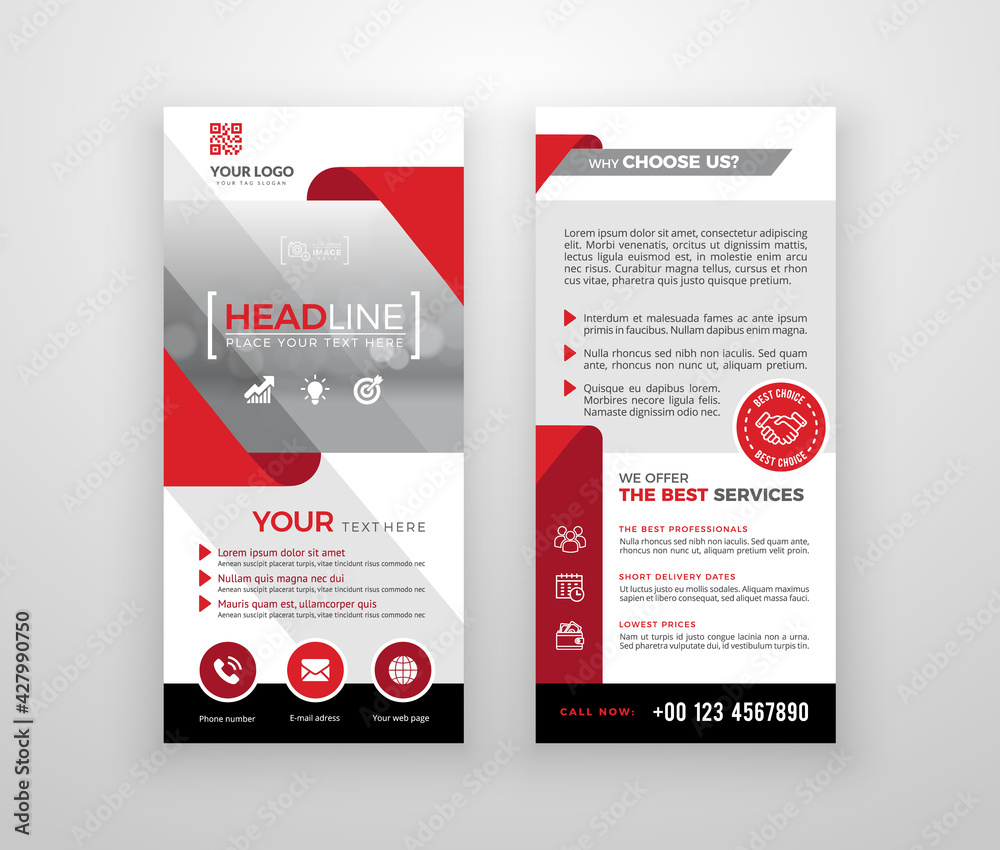 Double-sided DL flyer design. Brochure or flyer template. Layout with ...