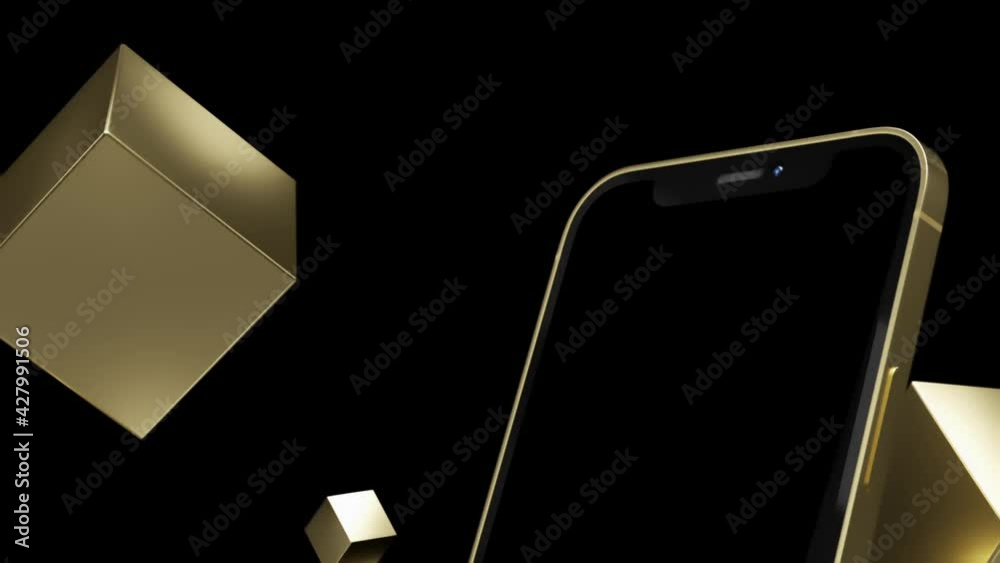 Close up. HIgh-End Smartphone is Flying From Below. Turned Off Touch ...