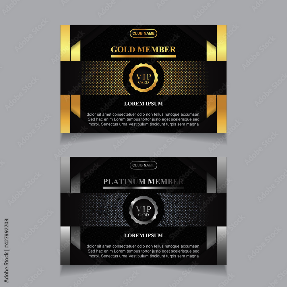 Vector VIP golden and platinum card. Black geometric pattern background ...