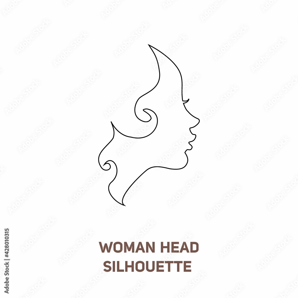 Woman head line silhouette, hand drawing female head. Minimalist woman ...
