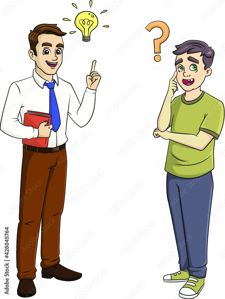 cartoon vector illustration of a smart and dumb guy Stock Vector ...