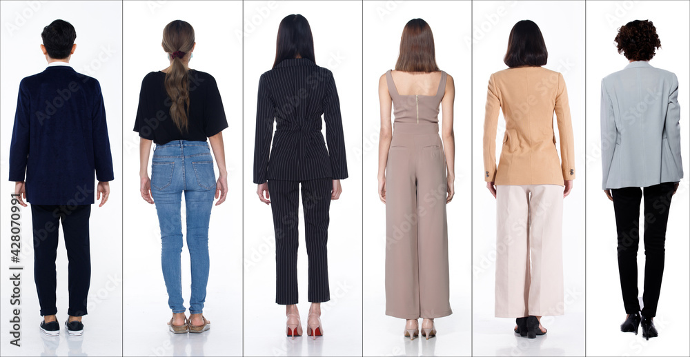 Full body length Figure snap of Asian Women in many diversity career ...