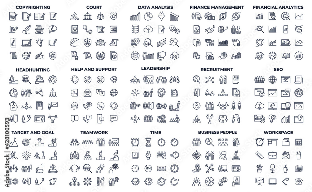 240 modern thin line icons. High quality pictograms. Linear icons set ...