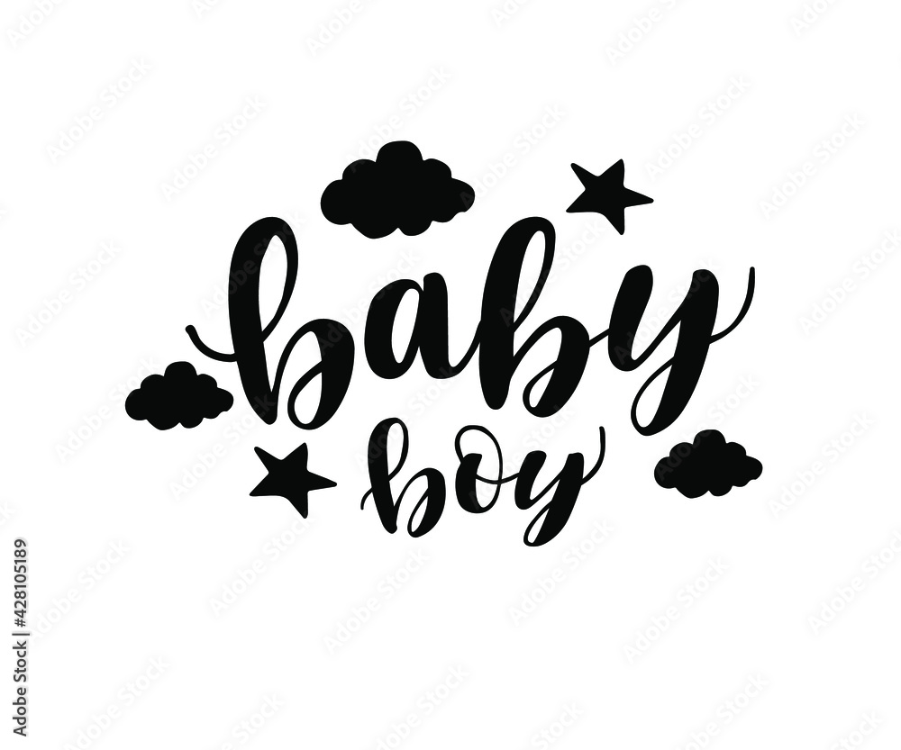 Baby boy hand lettering. Baby shower posters, invitations. Cards with ...