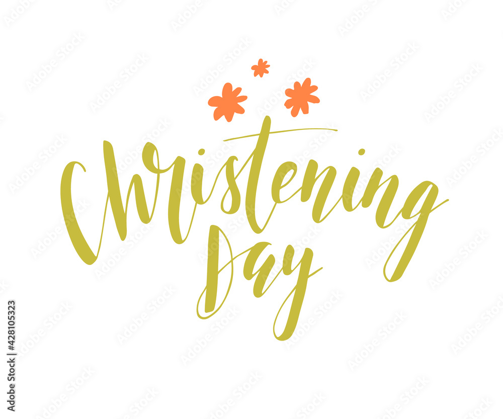 Christening Day. Black text isolated on white background. Vector stock ...