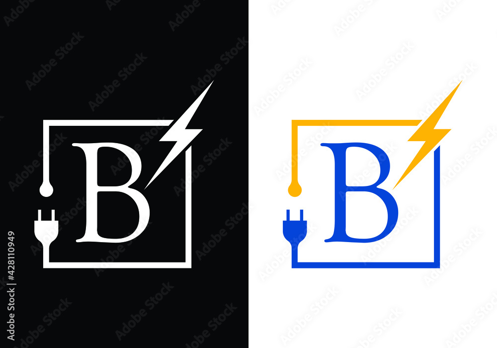 B Electrical Logo template Lighting bolt sign symbol Stock Vector ...