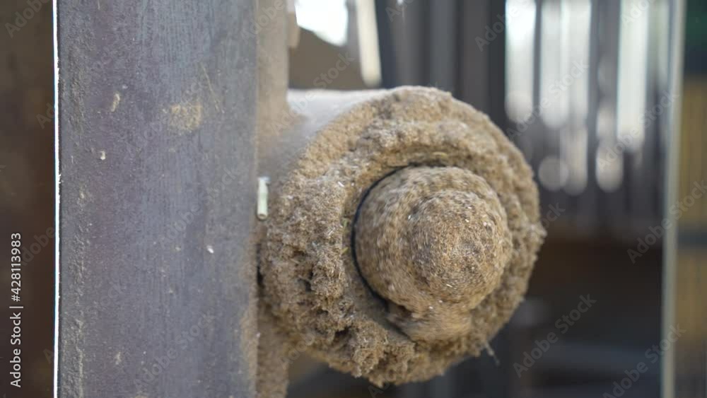 Thresher machine rotating wheel in active to operate Thresher machine ...