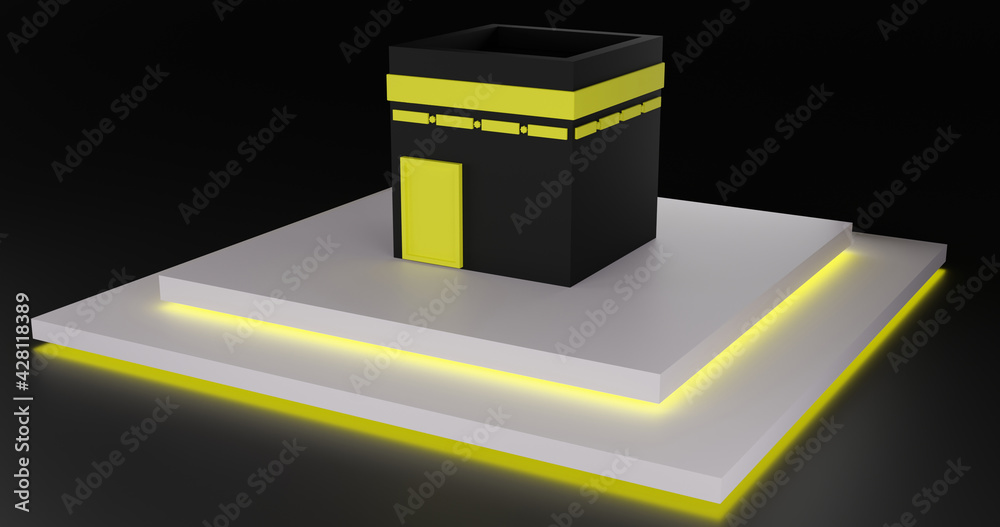 3D illustration of Holy Kaaba for islamic celebration eid al adha or ...