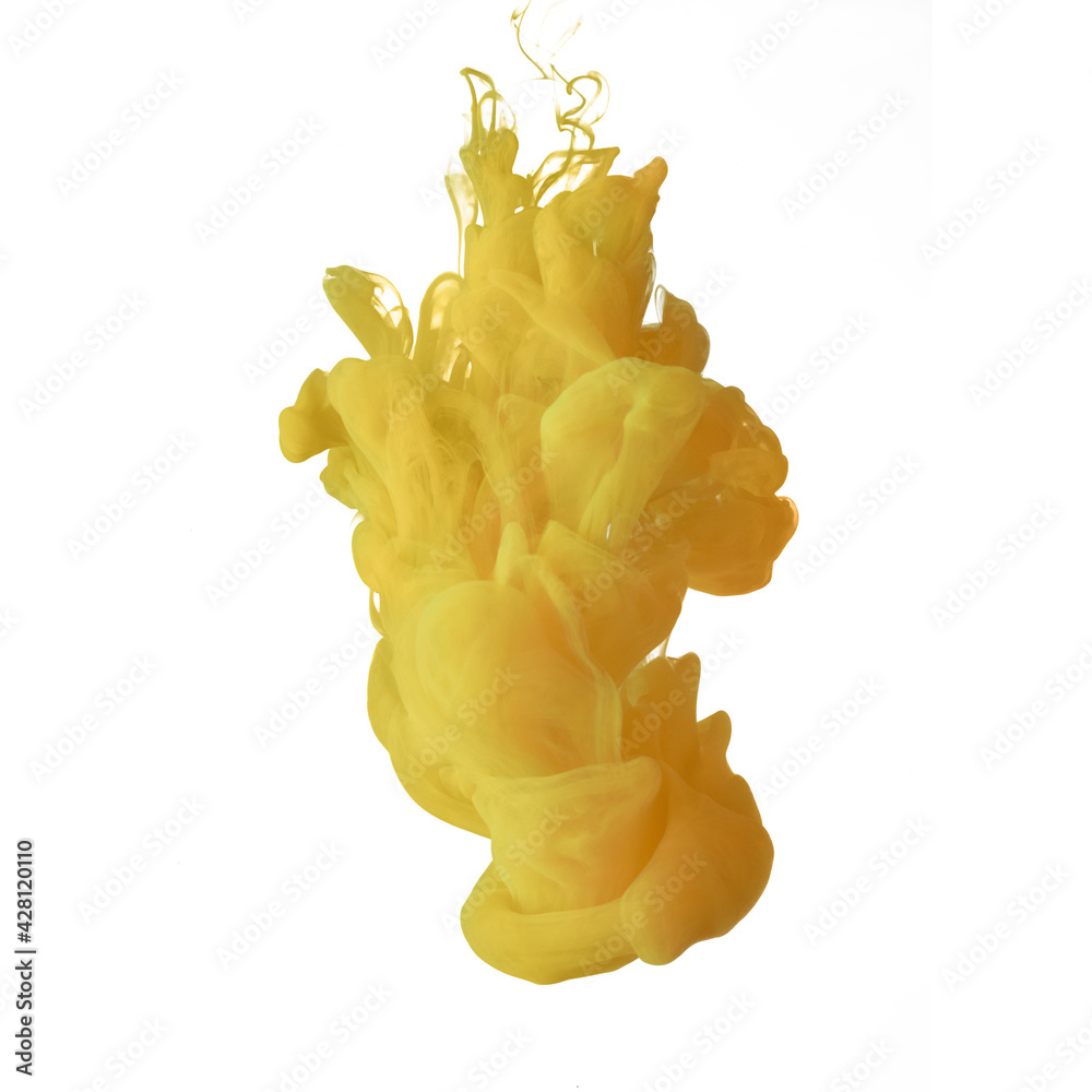 Explosion of colored, fluid and neoned liquids on white studio ...