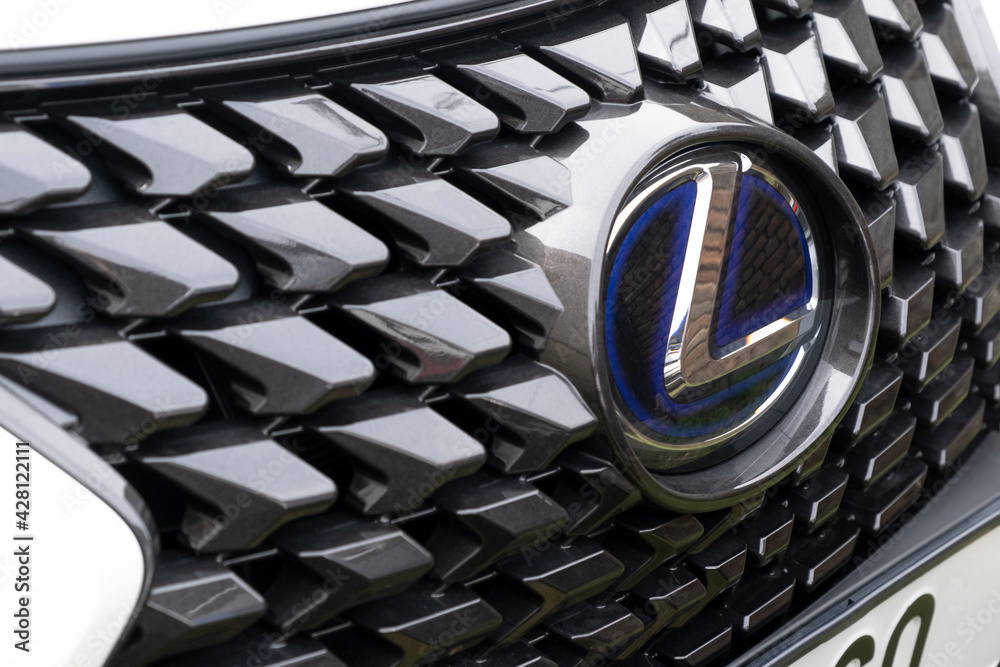 Prague, CZ - 10 April 2021: LEXUS hybrid luxury vehicle exterior design ...