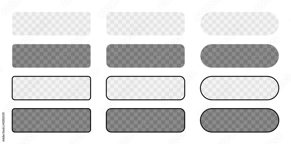 Blank button in 3d style on white background. Set transparent button ...