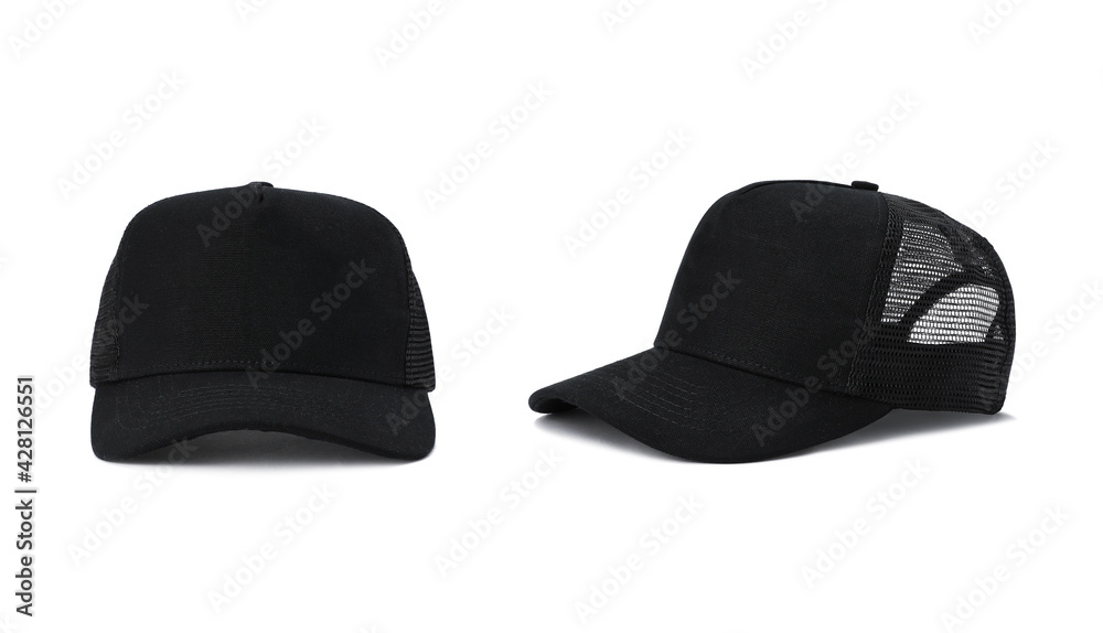 Baseball cap black color. Front and side views Stock Photo | Adobe Stock