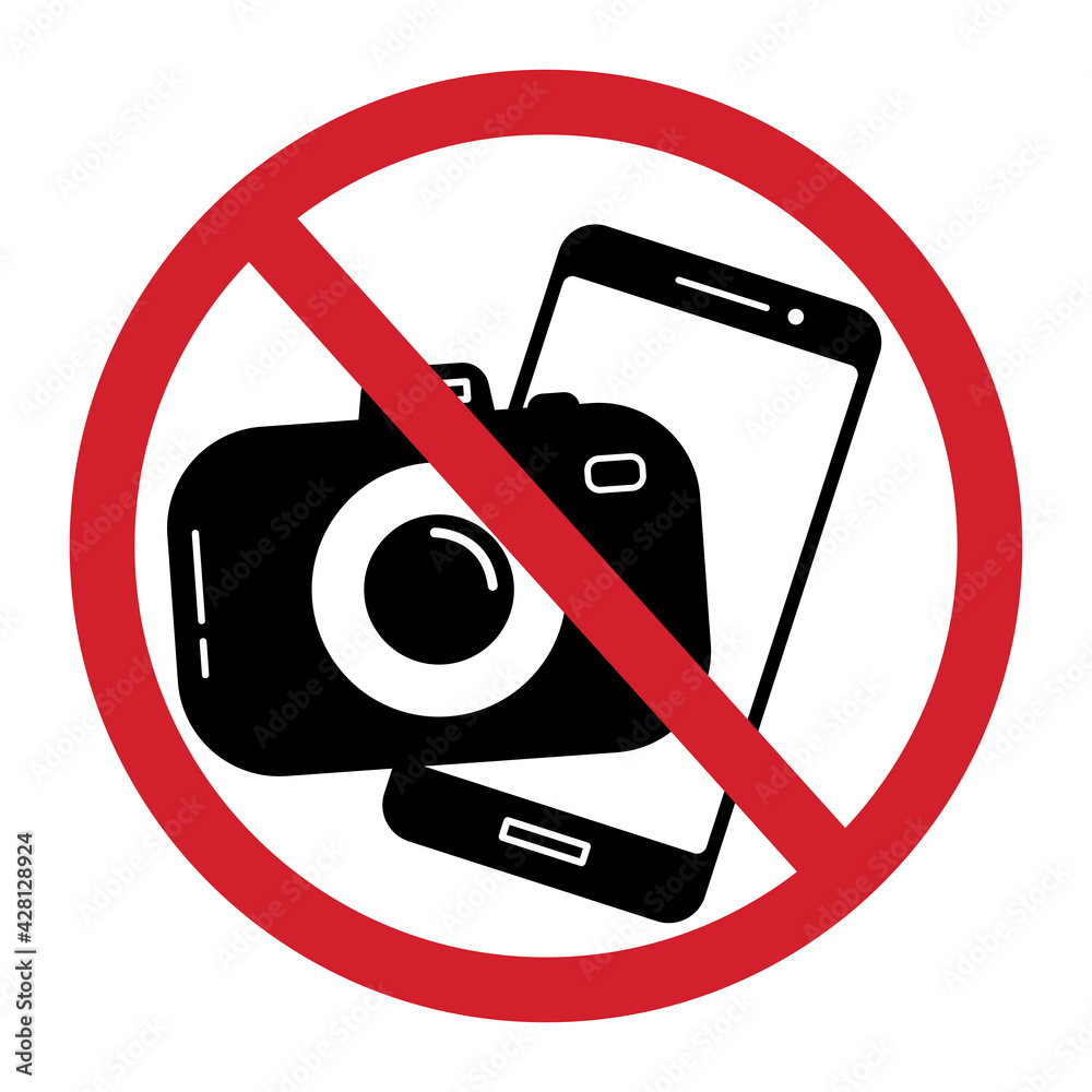 No camera and mobile phone sign isolated on white background. Vector ...