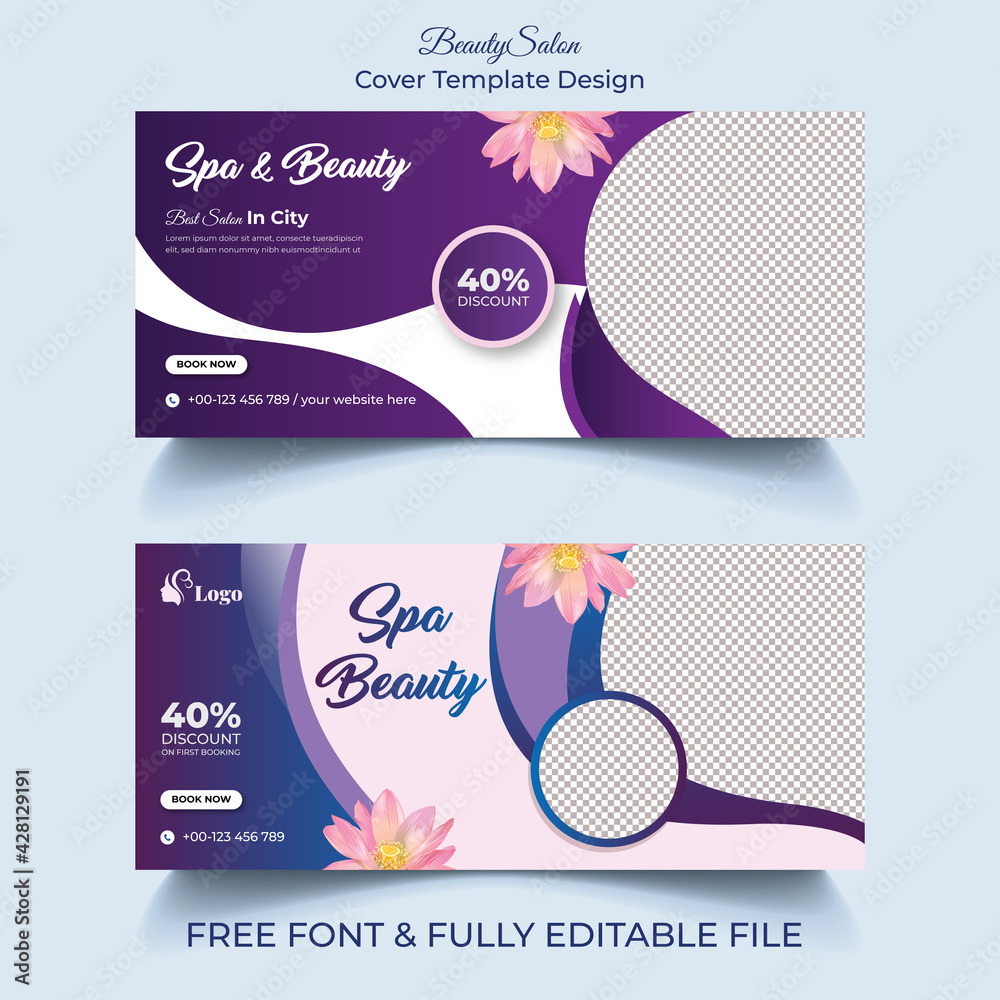 Beauty spa salon Facebook cover header design suitable for skin care ...