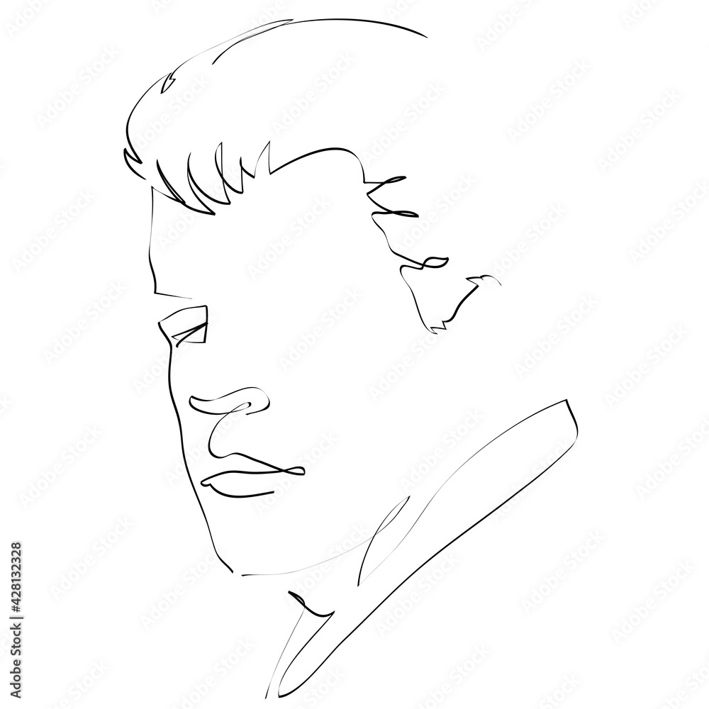 Abstract male face drawing with lines, quick sketch, vector fashion ...