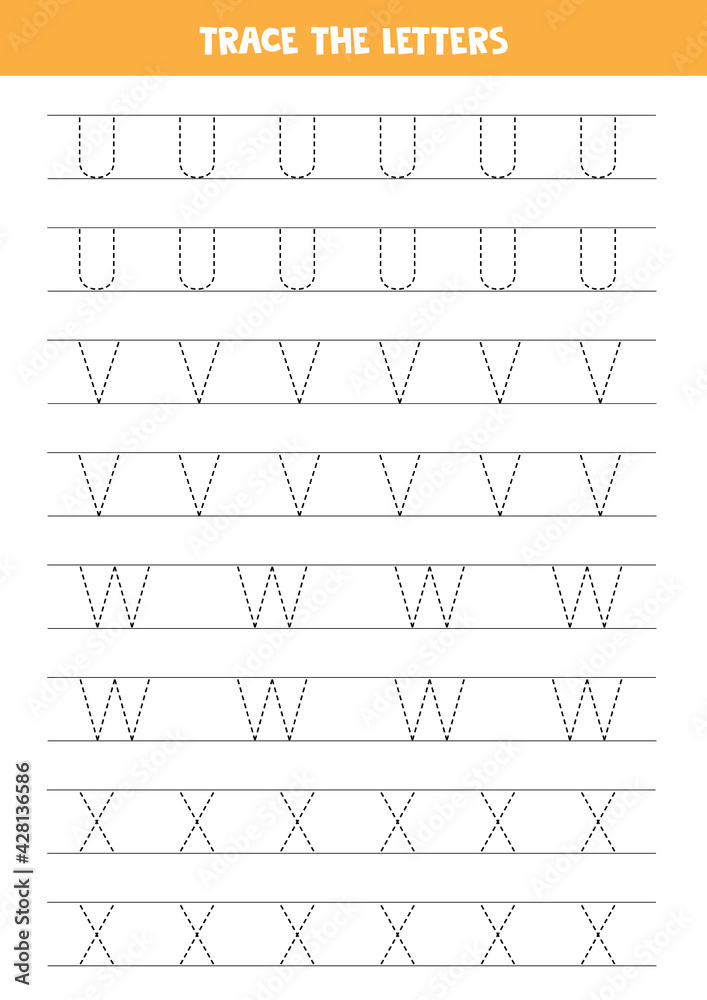 Tracing letters of English alphabet. Writing practice. Stock Vector ...
