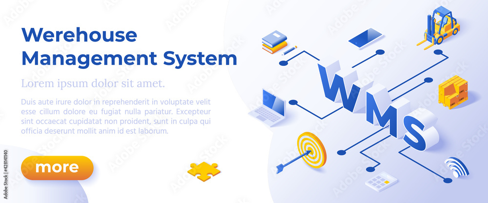 WMS, Werehouse Management System - Isometric Design in Trendy Colors ...