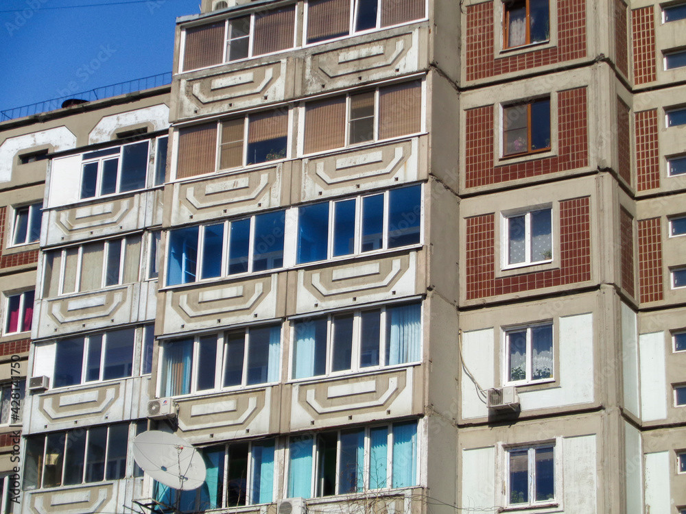 Soviet apartment buildings. Apartment block. Soviet architecture. Ust ...