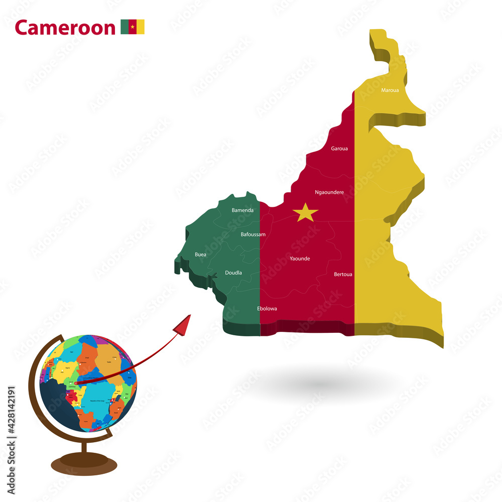 Map of Cameroon, 3D Vector Flag Map of Cameroon. RGB Stock Vector ...