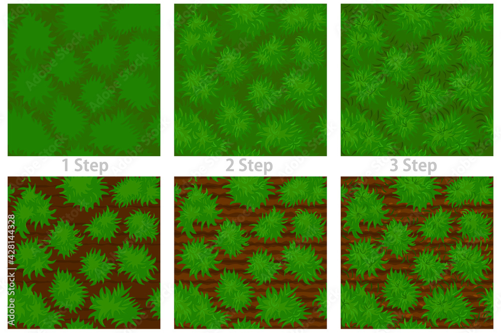 Seamless grass pattern, drawing step by step wallpaper texture. Stock ...