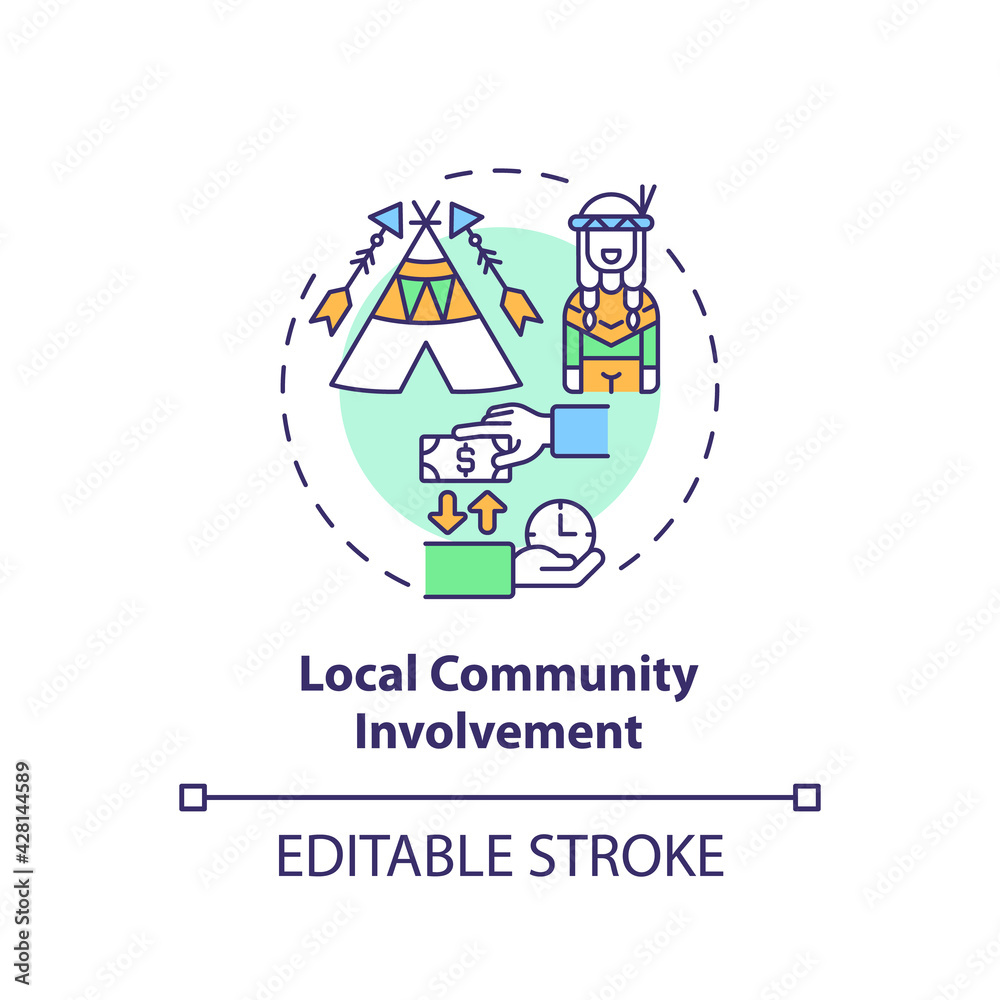 Local community involvement concept icon. Best sustainable tourism ... Local community involvement concept icon. Best sustainable tourism ...