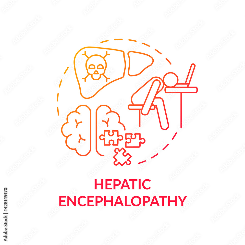 Hepatic encephalopathy concept icon. Liver failure outcome idea thin ...