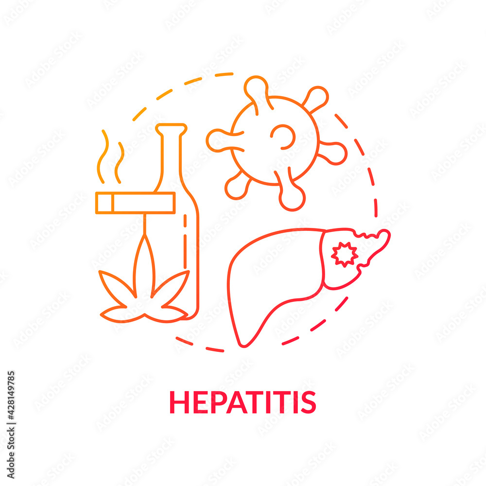 Hepatitis concept icon. Liver disease type idea thin line illustration ...