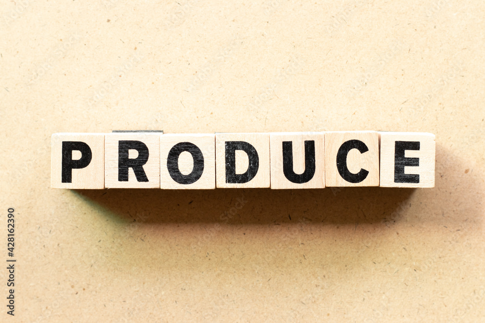 Letter block in word produce on wood background Stock Photo | Adobe Stock