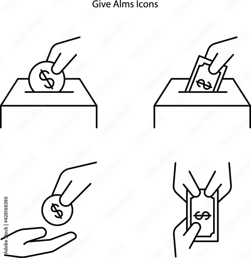 alms icon set isolated on white background. alms icon thin line outline ...