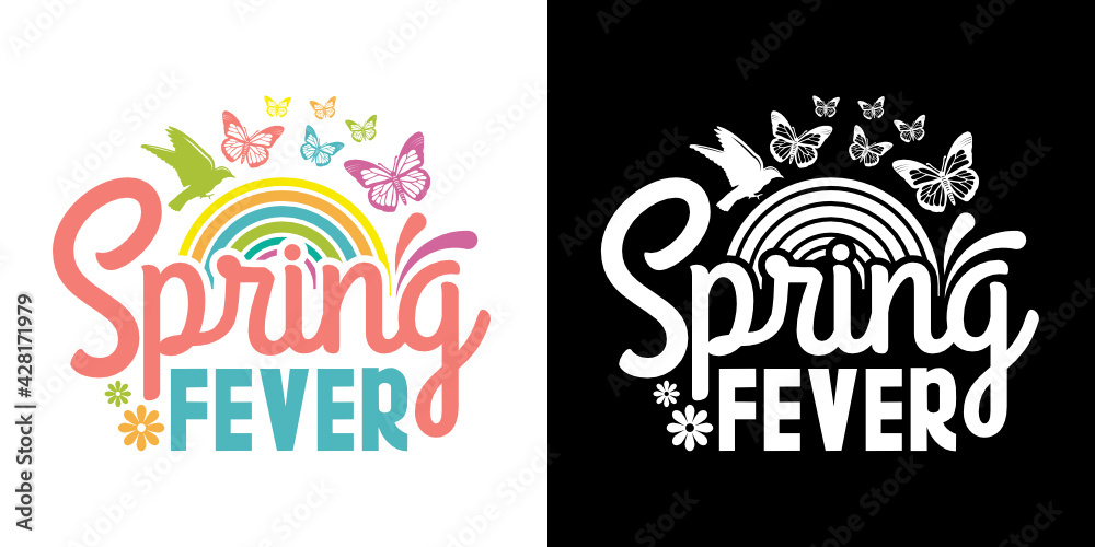 Spring Fever SVG Cut File | Butterfly Svg | Rainbow Svg | Birds Svg ...