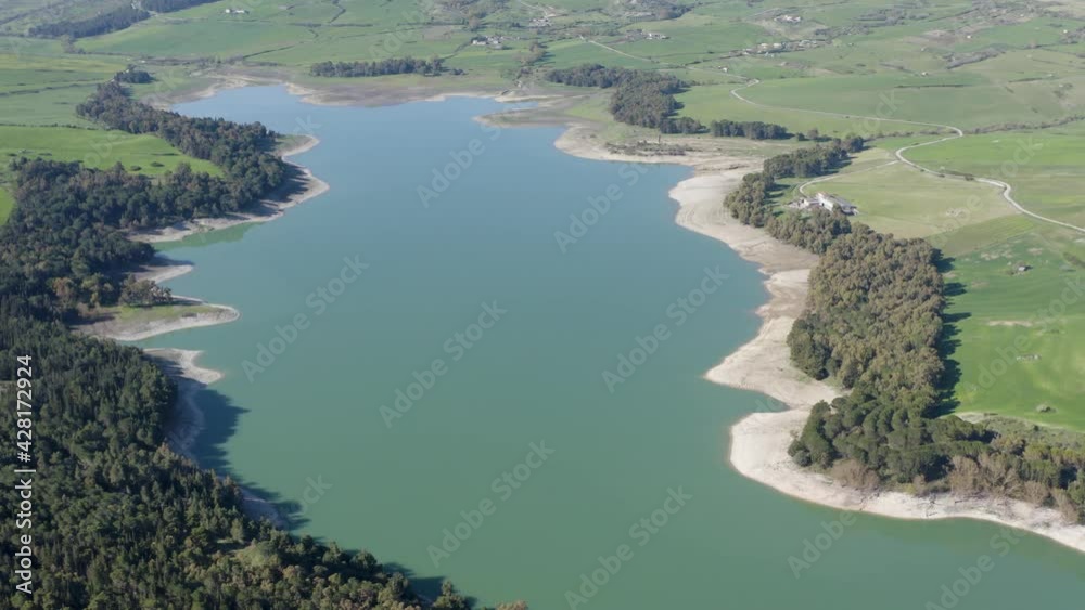 Fanaco lake in Sicily in the heart of the Sicani mountains. The lake is ...