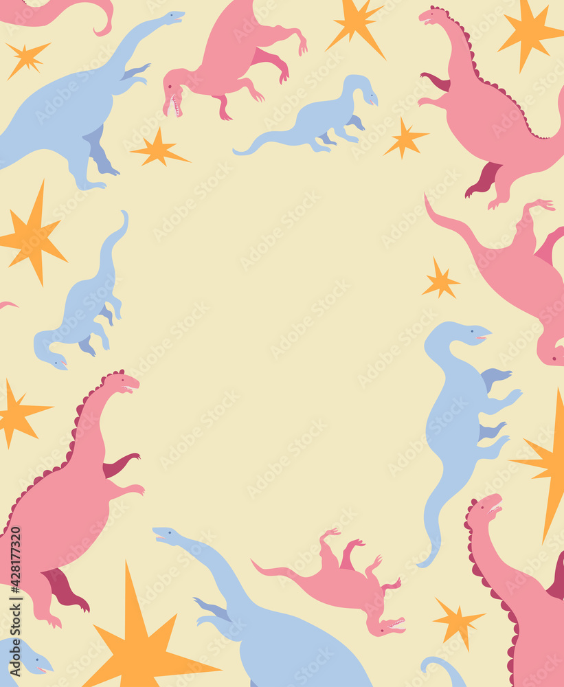 Fototapeta Artystyczne Vector rectangular frame with cute colorful ...