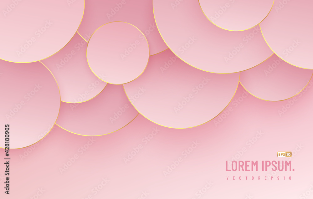 Modern luxury pink gold gradient circular shape with golden line ...
