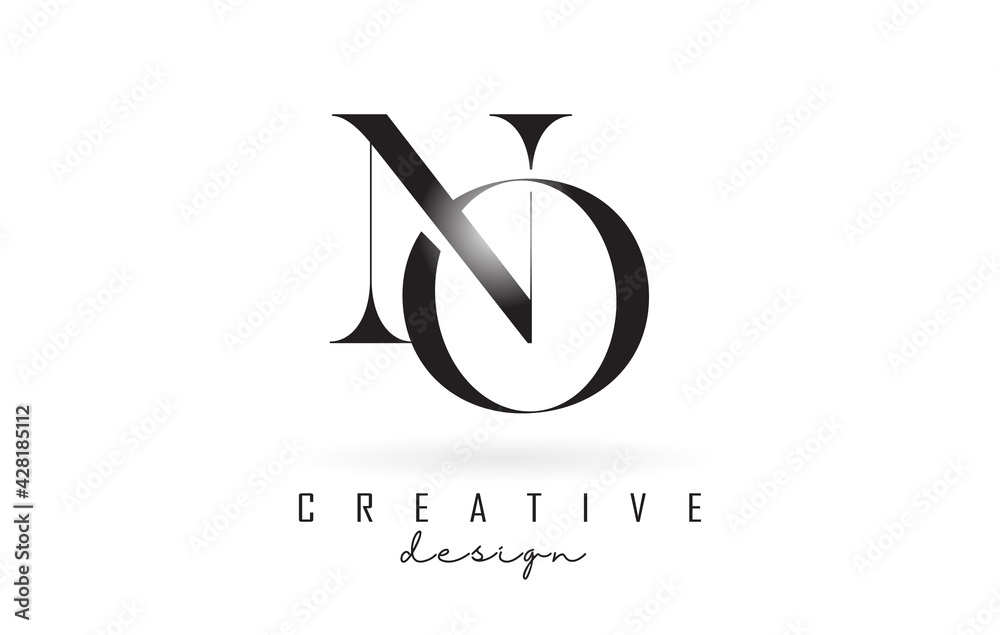 NO n o letter design logo logotype concept with serif font and elegant ...
