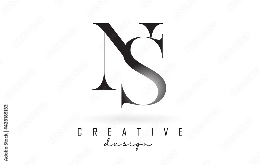NS n s letter design logo logotype concept with serif font and elegant ...