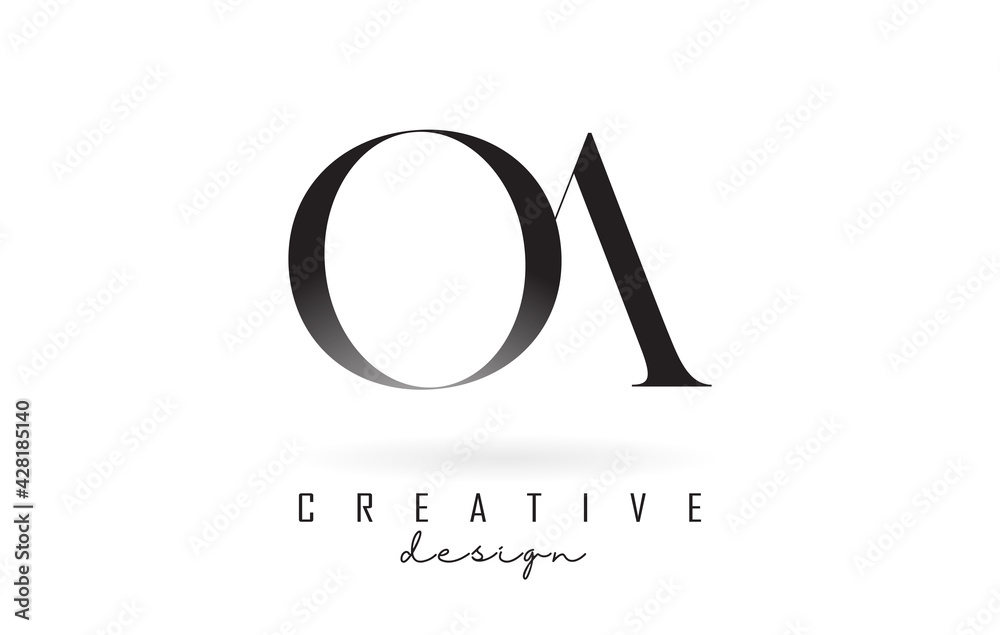 OA o a letter design logo logotype concept with serif font and elegant ...