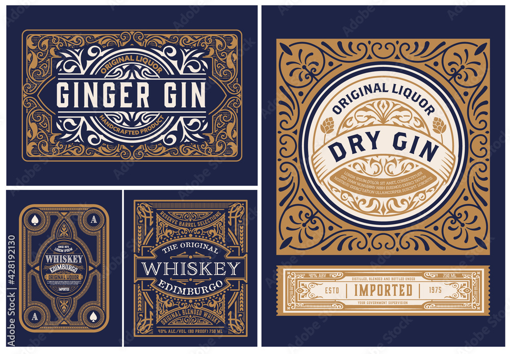 Set of 4 Vintage Packing Labels Stock Template | Adobe Stock