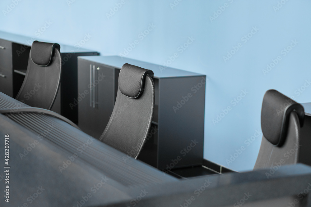 The concept of empty offices with no workers. Pandemic and remote work ...