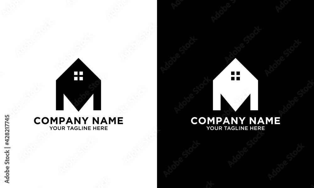 Minimal Solid Real Estate Letter M House Logo Design Using Letter M In ...