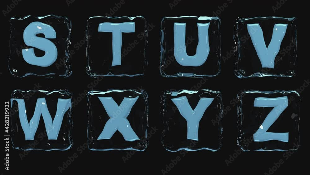 English font-alphabet from standard letters that are animated in water ...