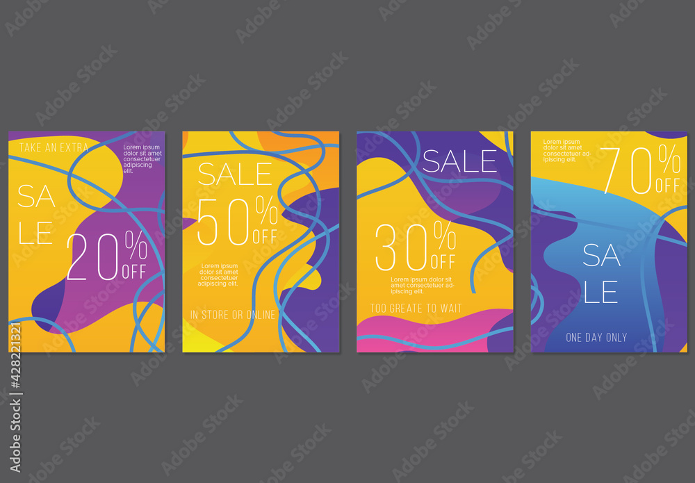 Flyer Layout with Bright Gradient Spots and Stripes Stock Template ...