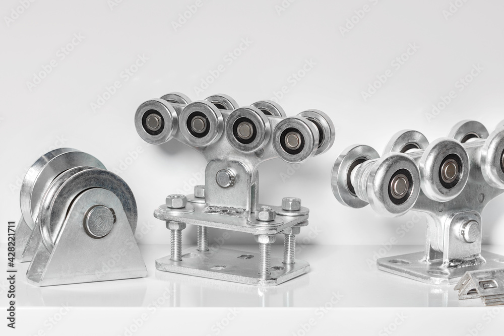 Heavy duty steel roller mechanisms for moving heavy loads. Image on a ...