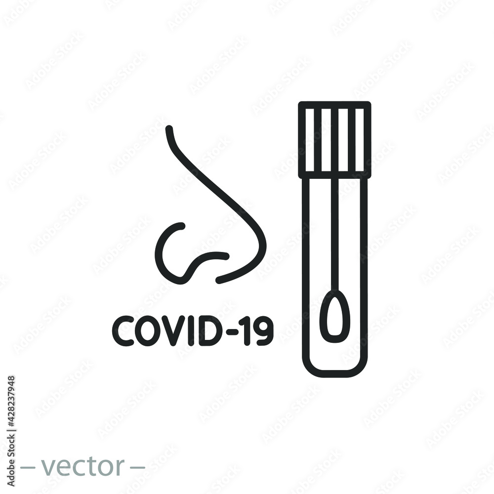nasal test coronavirus icon, saliva or swab control, diagnosis virus ...