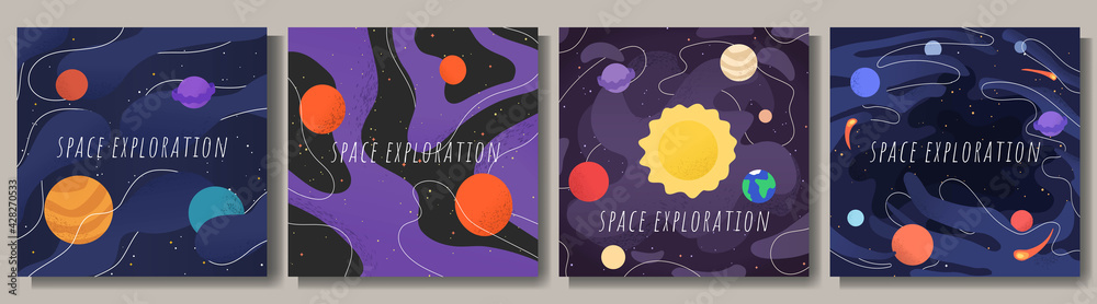 Vector illustration in abstract flat style. Minimalistic color space ...